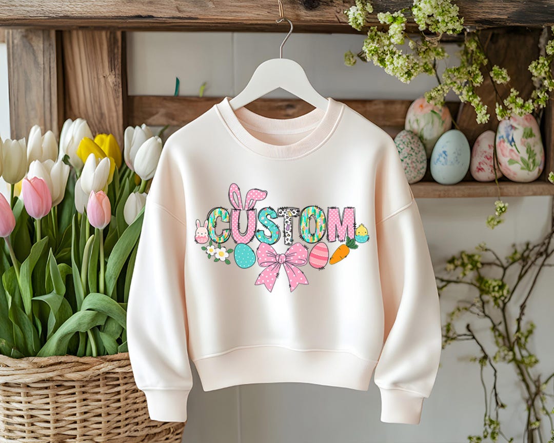 Custom Easter Name PNG, Coquette Bunny Bow Design, Personalized Girl ...