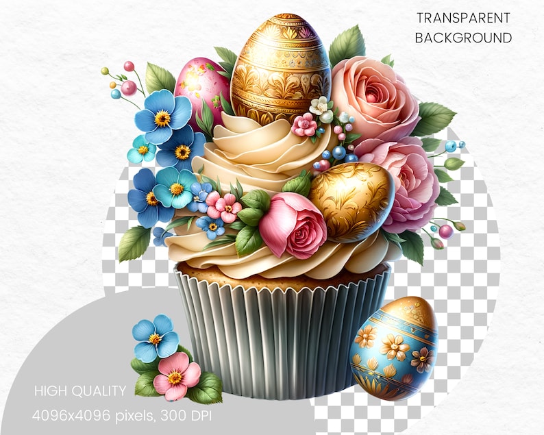 Easter Cupcake Clipart Bundle, 12 Png, Easter Cupcakes Png, Dessert ...