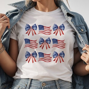 Coquette American Flag PNG, USA Flag Bows, Coquette Patriotic Bows ...