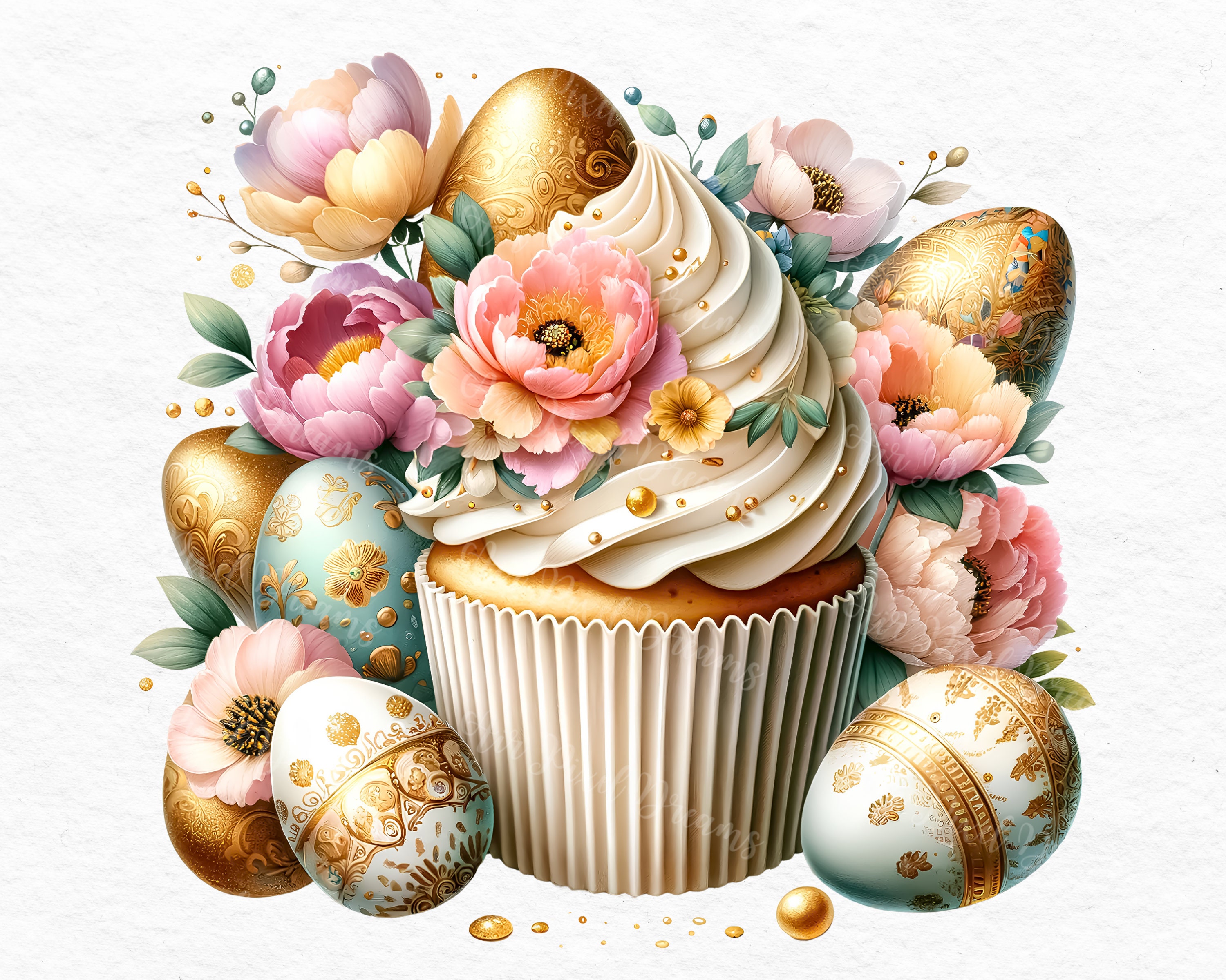 Easter Cupcake Clipart Bundle, 12 Png, Easter Cupcakes Png, Dessert ...