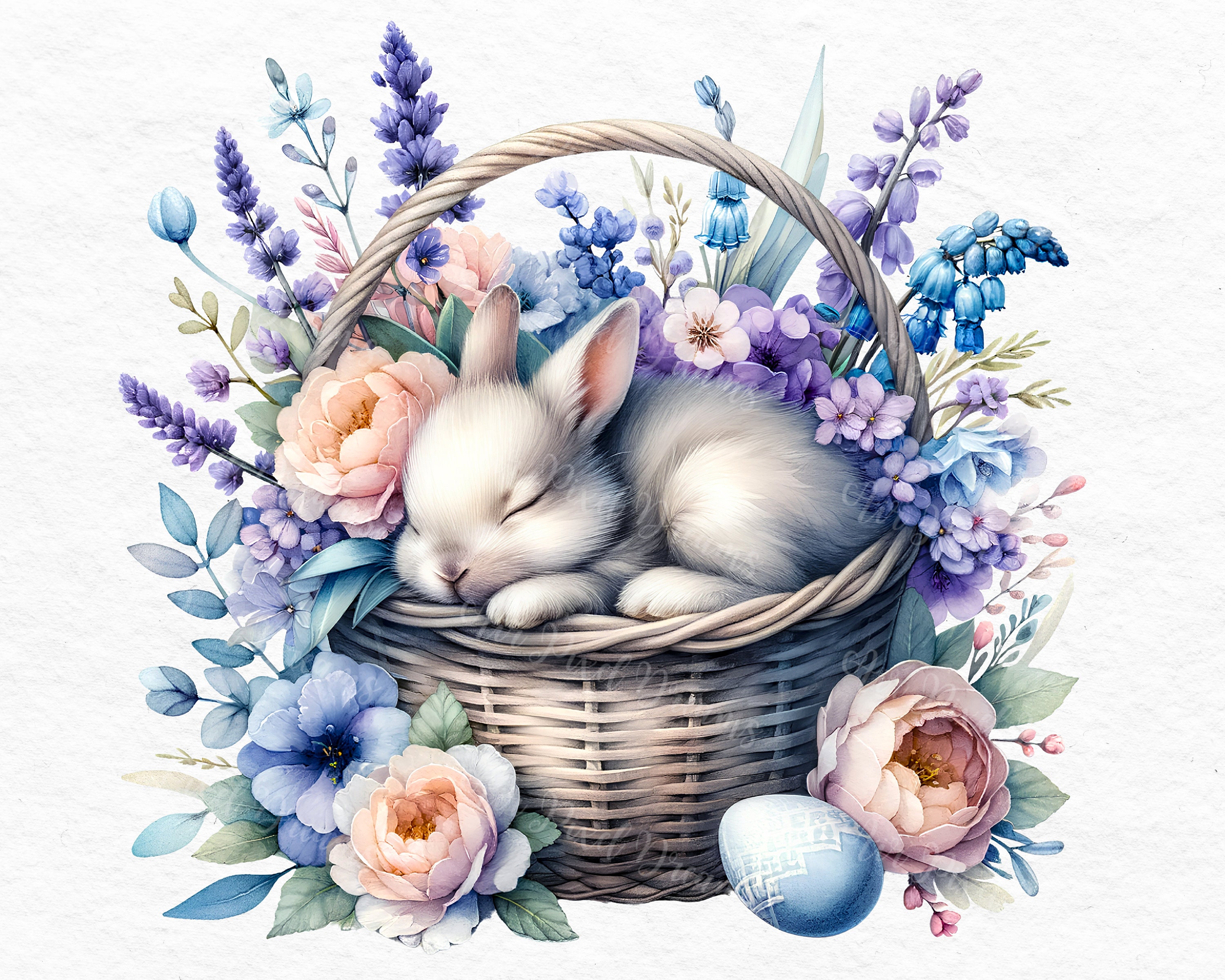 Easter Bunny in a Basket Clipart Bundle, 12 Png, Easter Clipart Bunnies ...