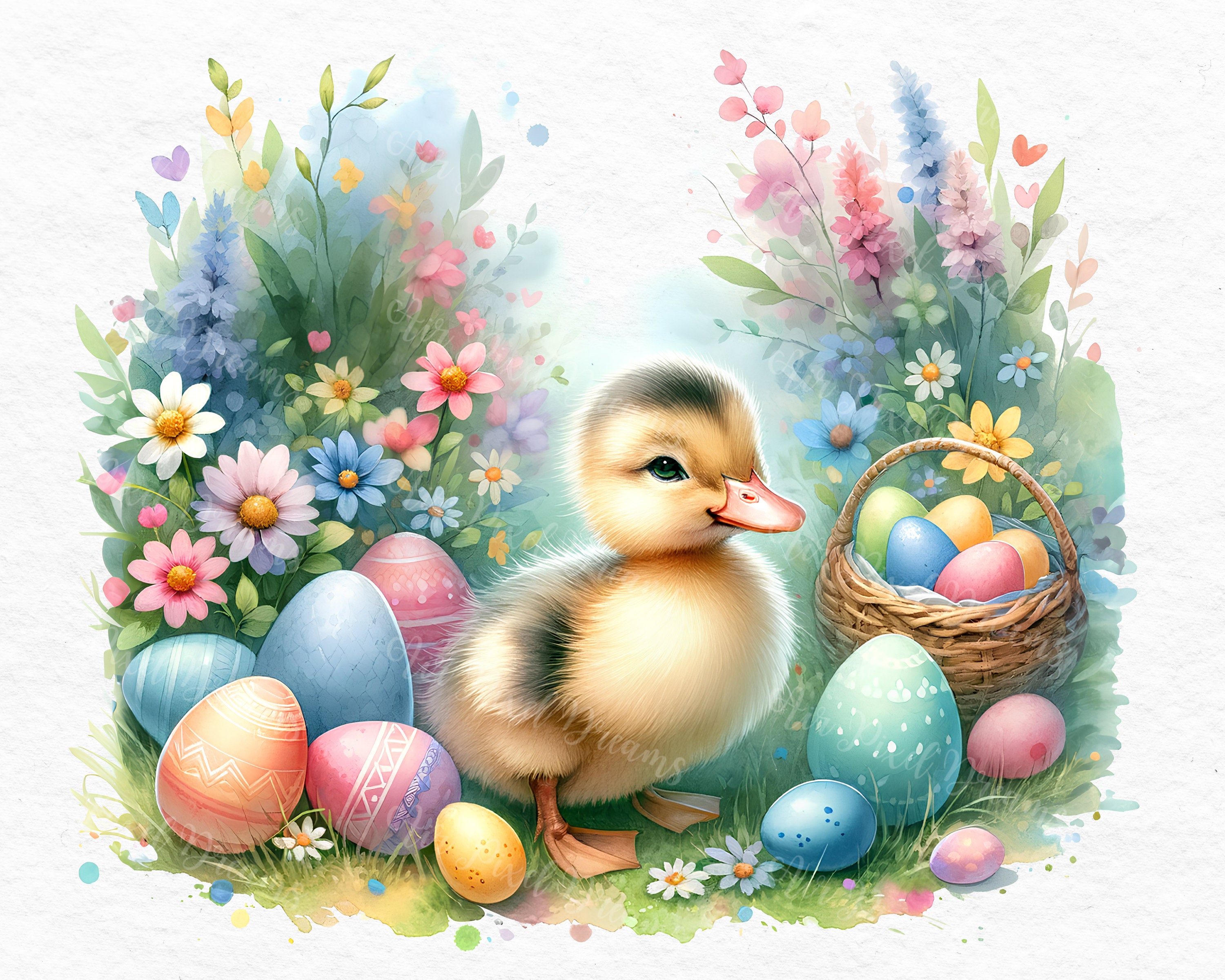 Springtime Duckling Delight: Easter Clipart Collection, 14 PNG ...
