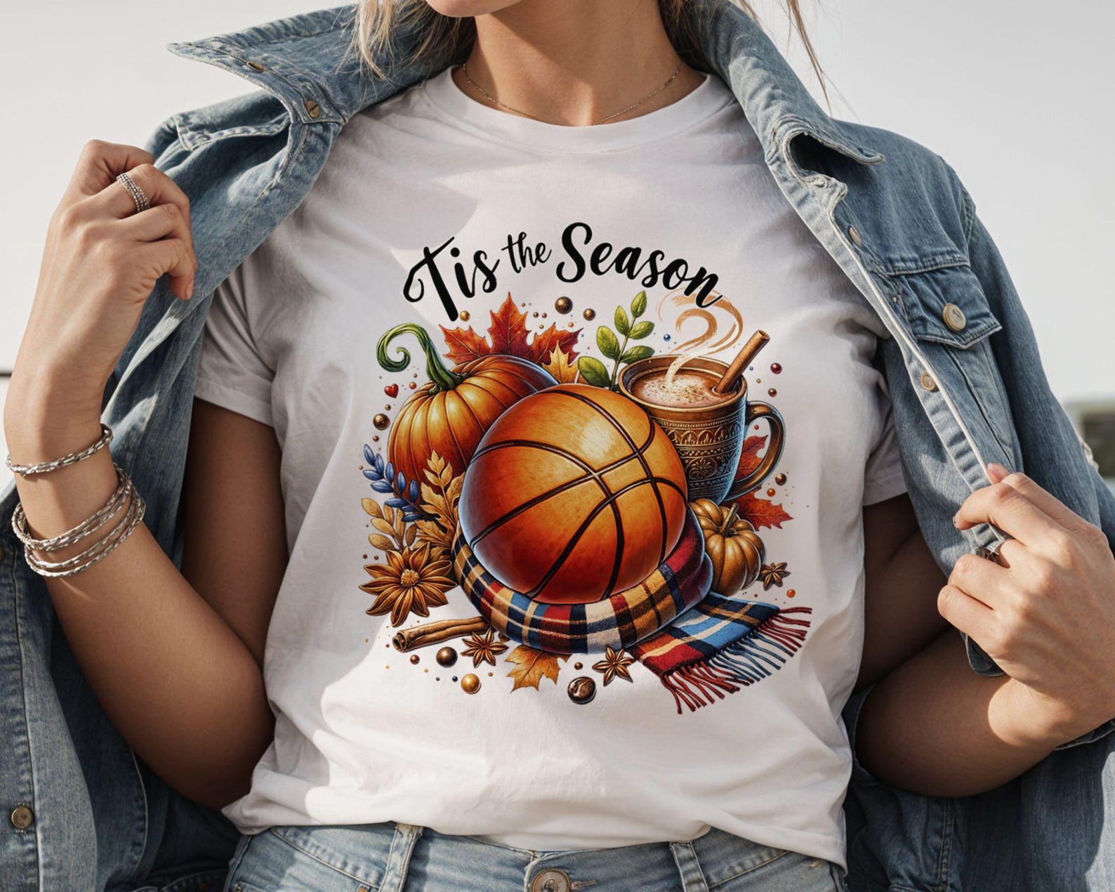 Tis the Season Fall Sports Clipart Cozy Autumn Basketball With Pumpkin ...