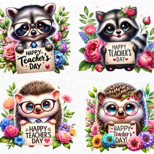 Teacher's Day Clipart Set, Classroom Cute Animals, Teacher Digital ...