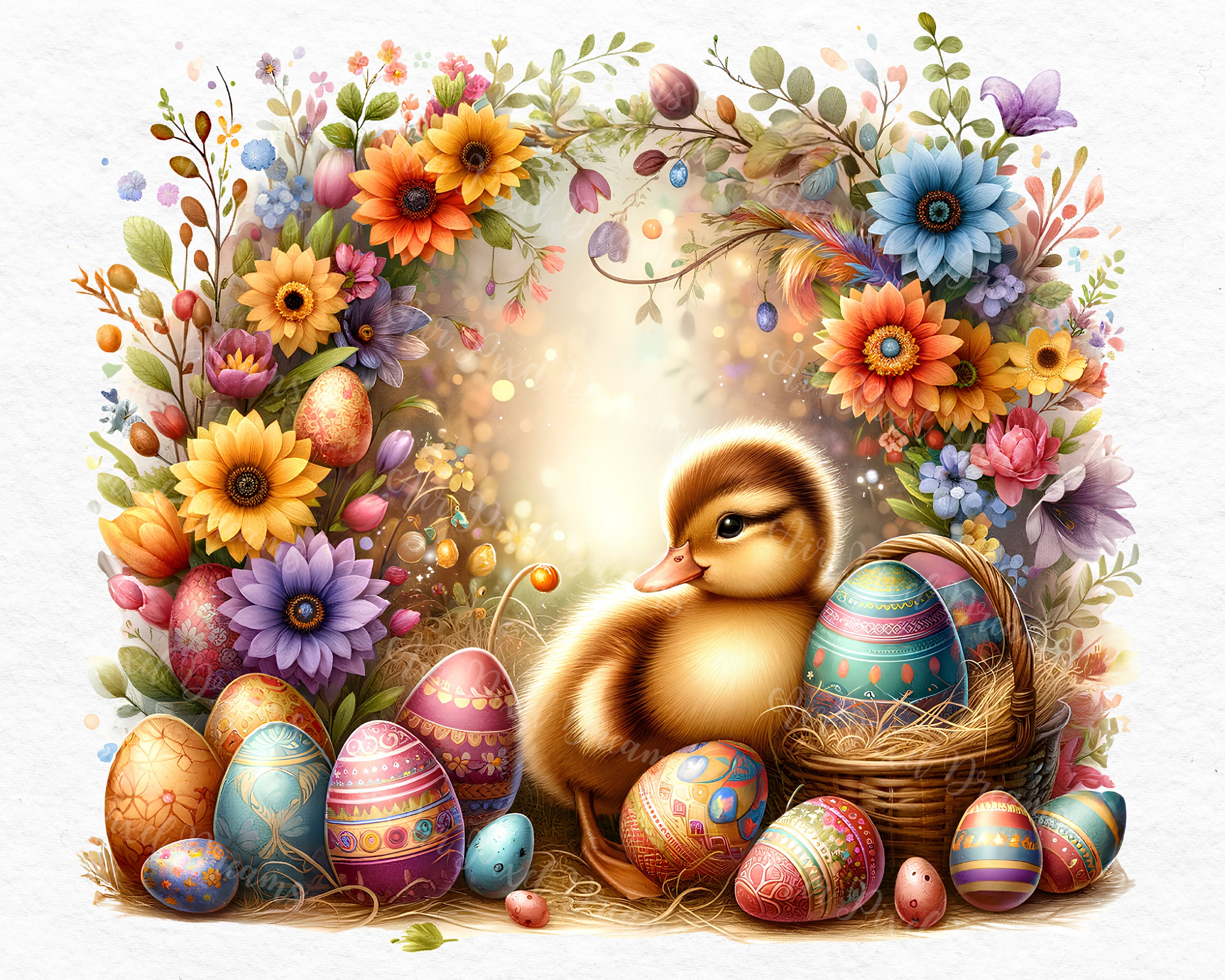 Springtime Duckling Delight: Easter Clipart Collection, 14 PNG ...