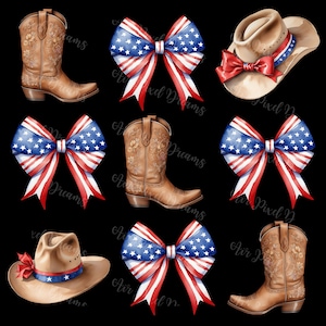 Coquette 4th of July PNG, USA Flag Cowgirl, Western Artful Print ...