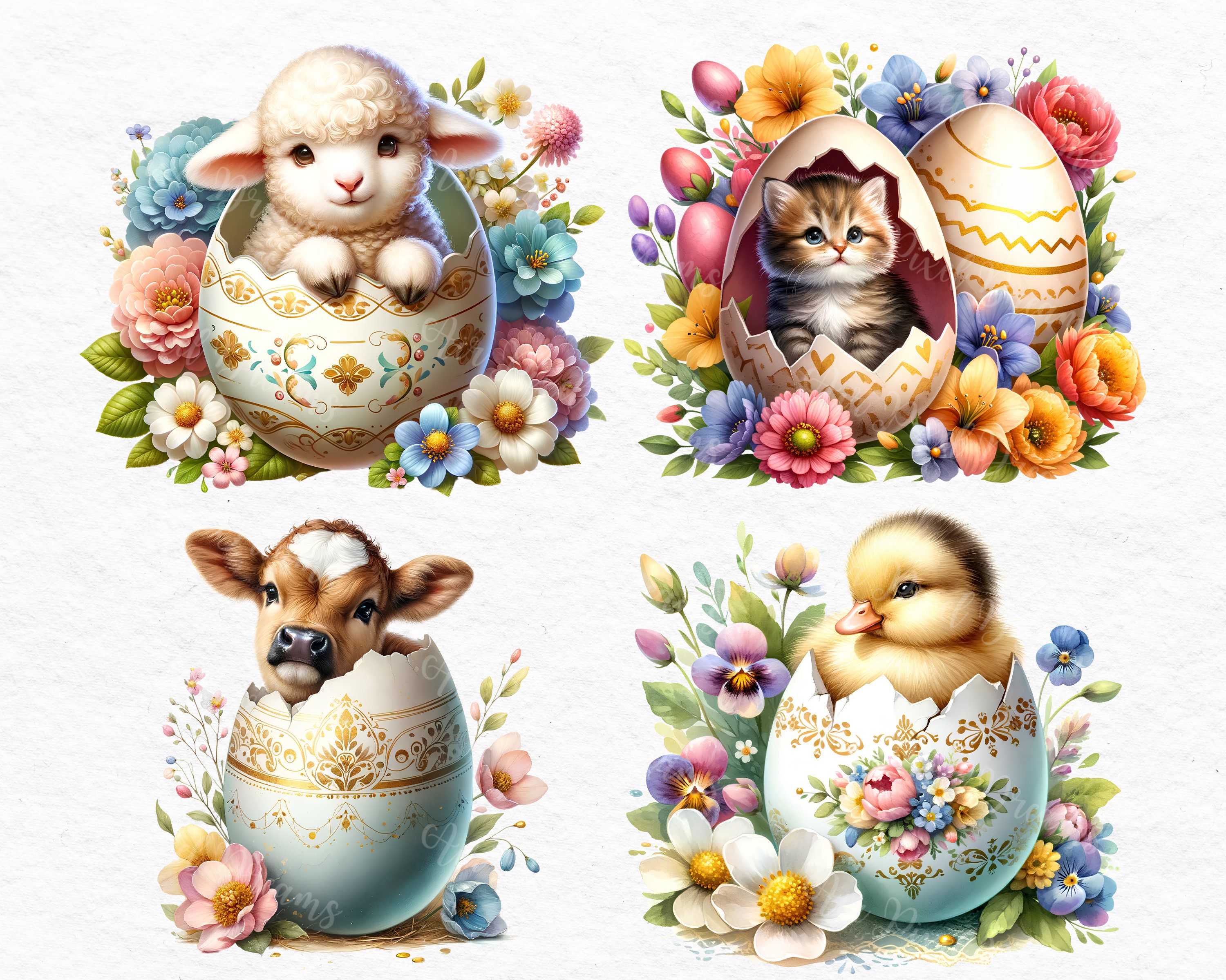 Easter Egg Animals Clipart Set, 20 Png, Easter Bundle, Western Easter ...