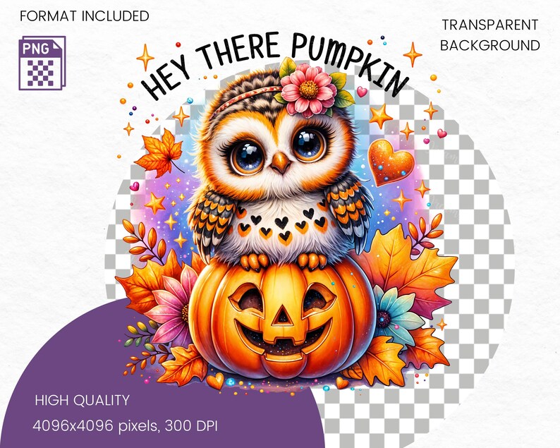 Hey There Pumpkin Cute Owl Fall Clipart Autumn Pumpkin Halloween Art ...