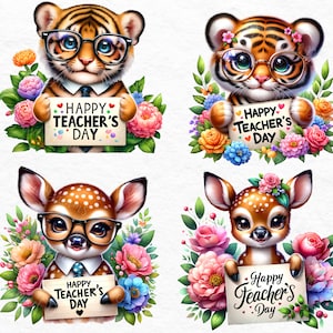 Teacher's Day Clipart Set, Classroom Cute Animals, Teacher Digital ...