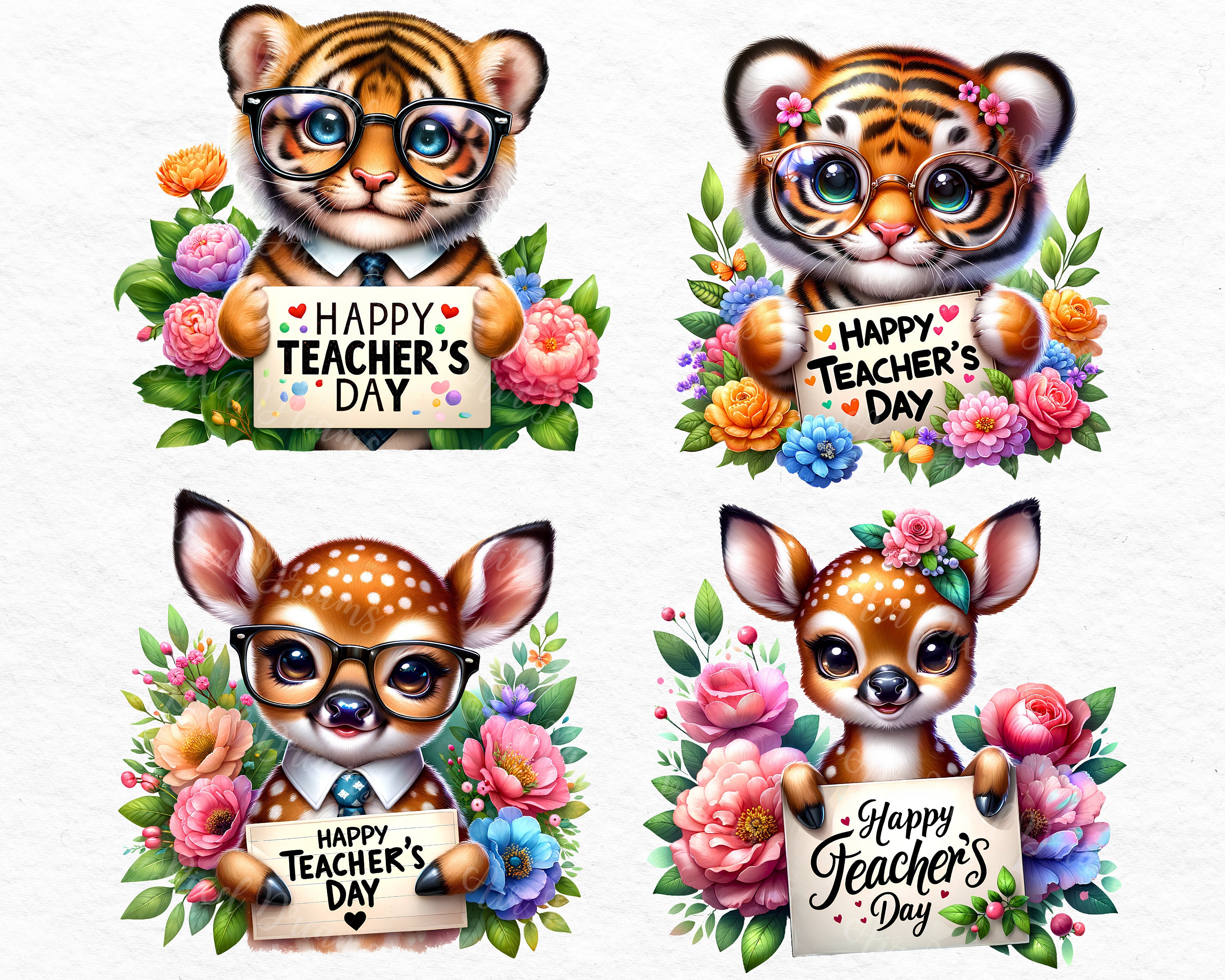 Teacher's Day Clipart Set, Classroom Cute Animals, Teacher Digital ...