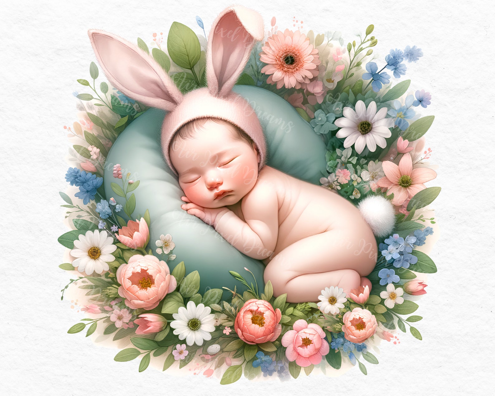 Easter Baby Clipart Png Bundle, Cute Babies Clipart Png, Watercolor ...