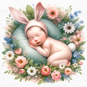 Easter Baby Clipart Png Bundle, Cute Babies Clipart Png, Watercolor ...