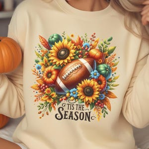Fall Football Season Clipart With Sunflowers, Pumpkins, and Autumn ...