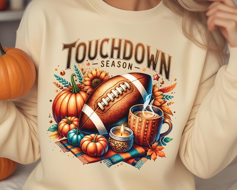 Touchdown Season Football Fall Clipart Autumn Pumpkins Sunflower Cozy ...