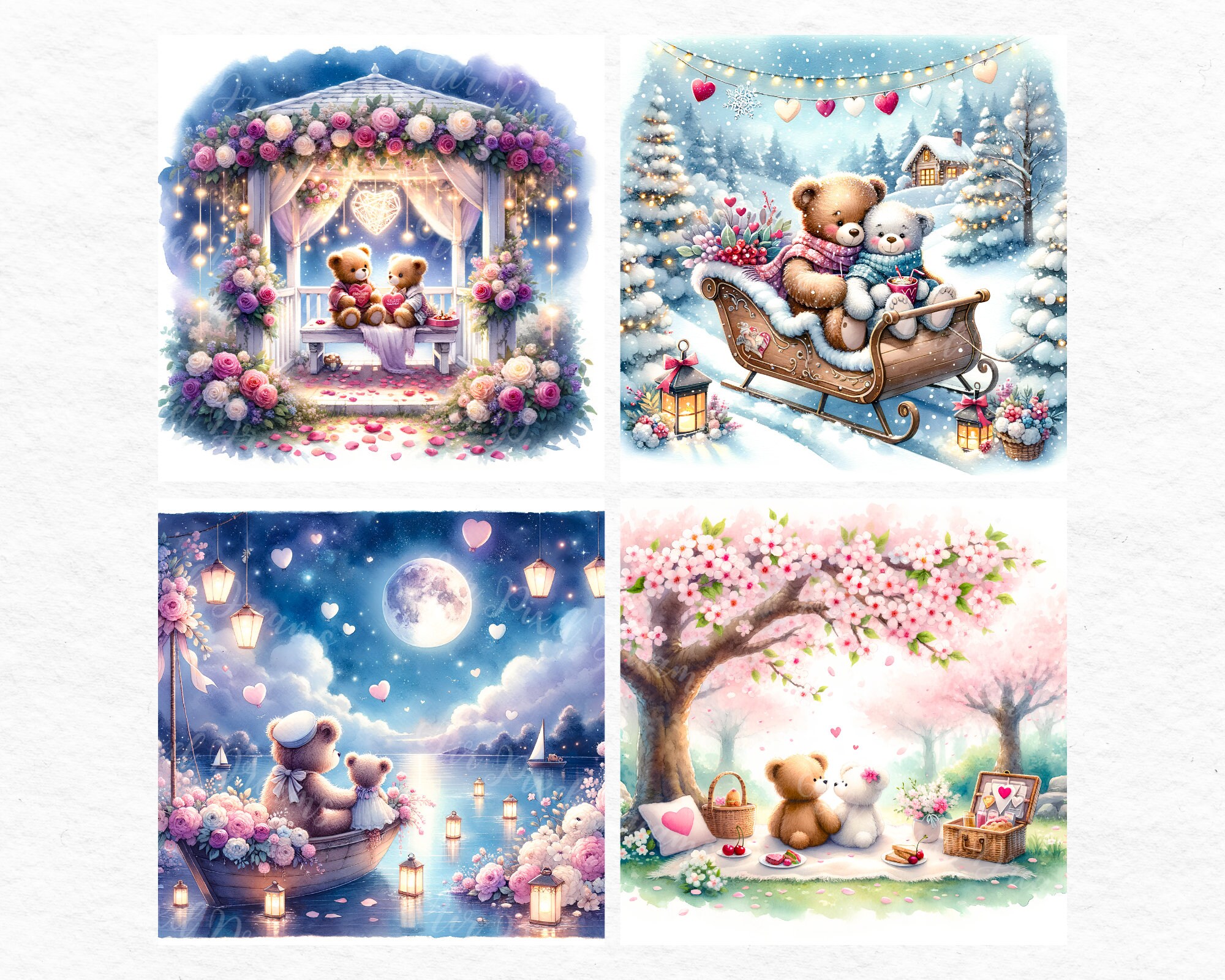 Teddy Bear Romance Clipart Collection, 30 Files, Valentines Day Clipart ...