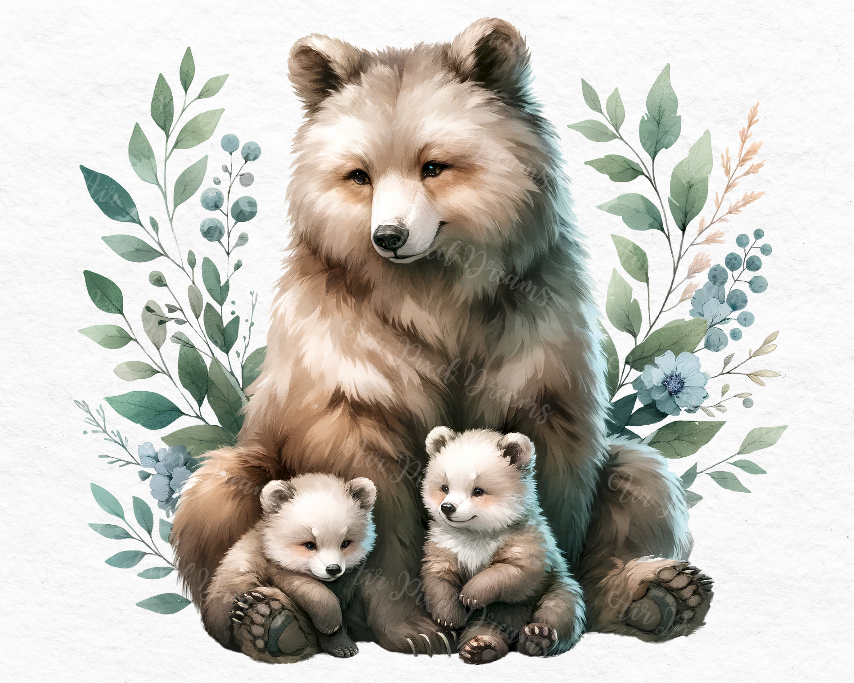 Watercolor Mother and Baby Animals Clipart Bundle, Mother and Baby Png ...