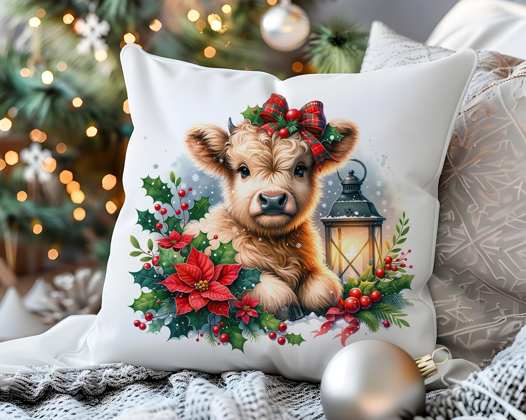Highland Christmas Clipart Bundle Adorable Highland Cows With Festive ...