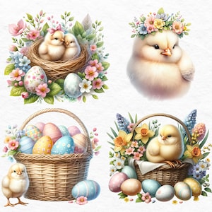 Easter Cute Chicks Clipart Bundle, 15 Png, Cute Chicken Clipart, Cute ...