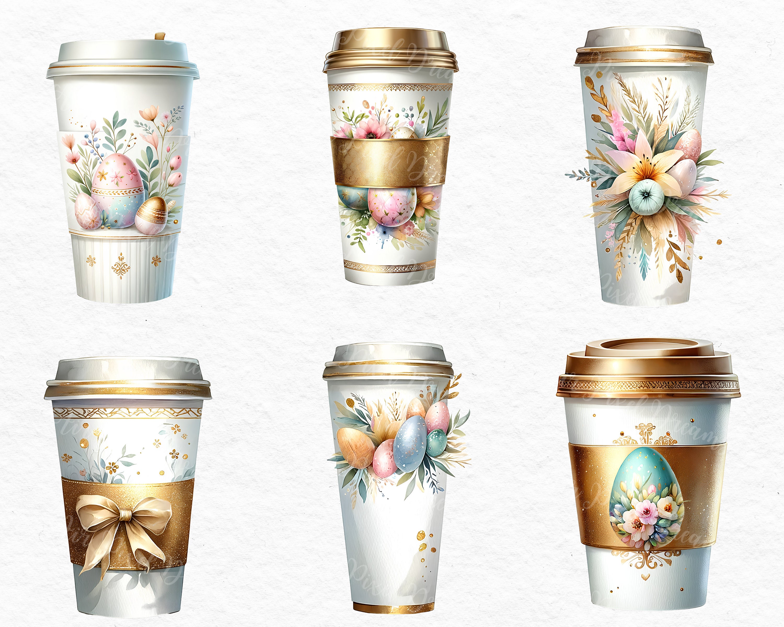 Easter Coffee Cups Clipart Collection, 20 Png Files, Coffee Cups Png ...