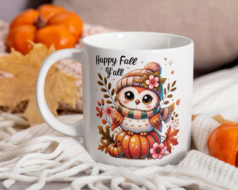 Happy Fall Y'all Cute Owl PNG Watercolor Owl Clipart Autumn Bird Fall ...