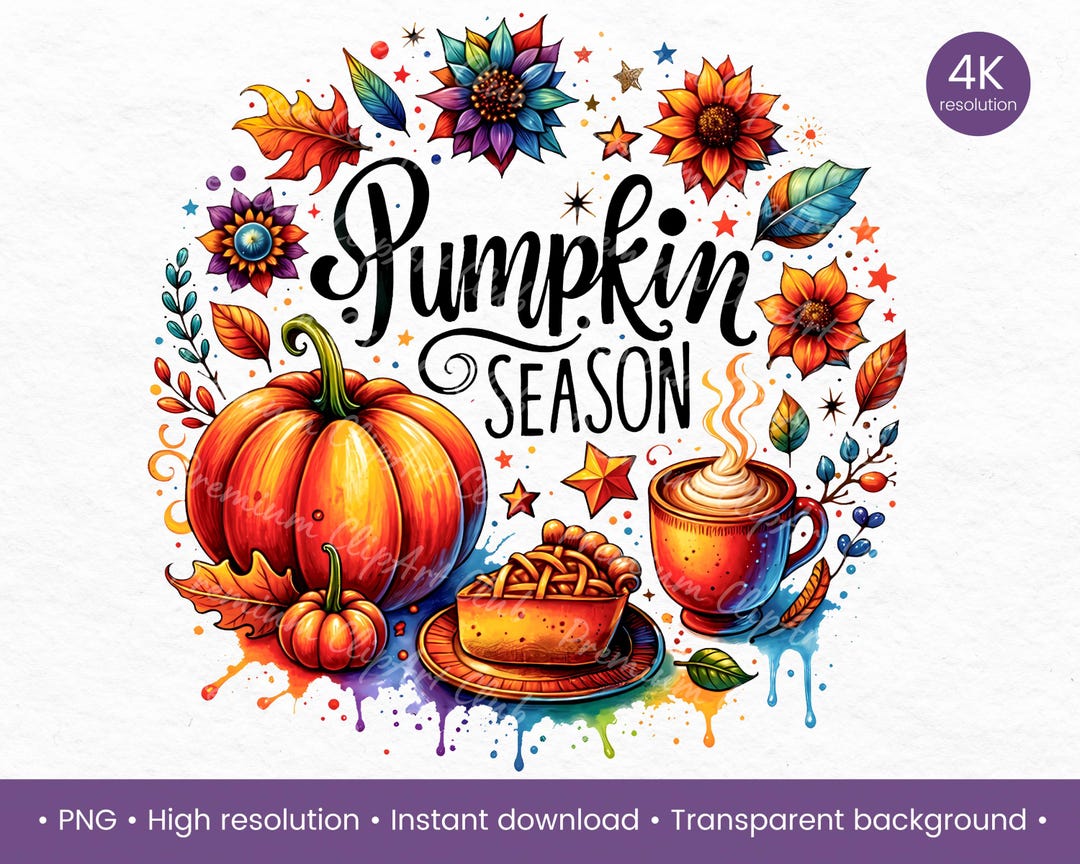 Pumpkin Season PNG, Fall Pumpkin Decor, Pumpkin Spice and Pie Clipart ...