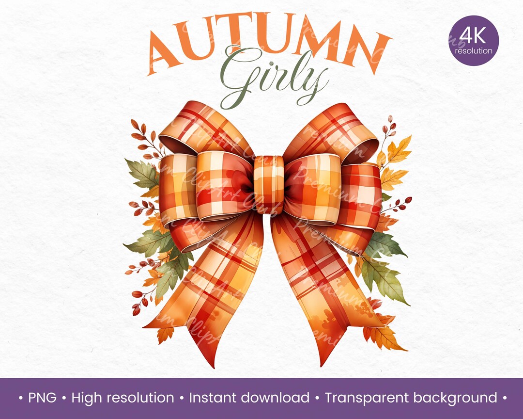 Autumn Girly PNG Coquette Fall Clipart Cozy Fall Season Retro Fall Bow ...