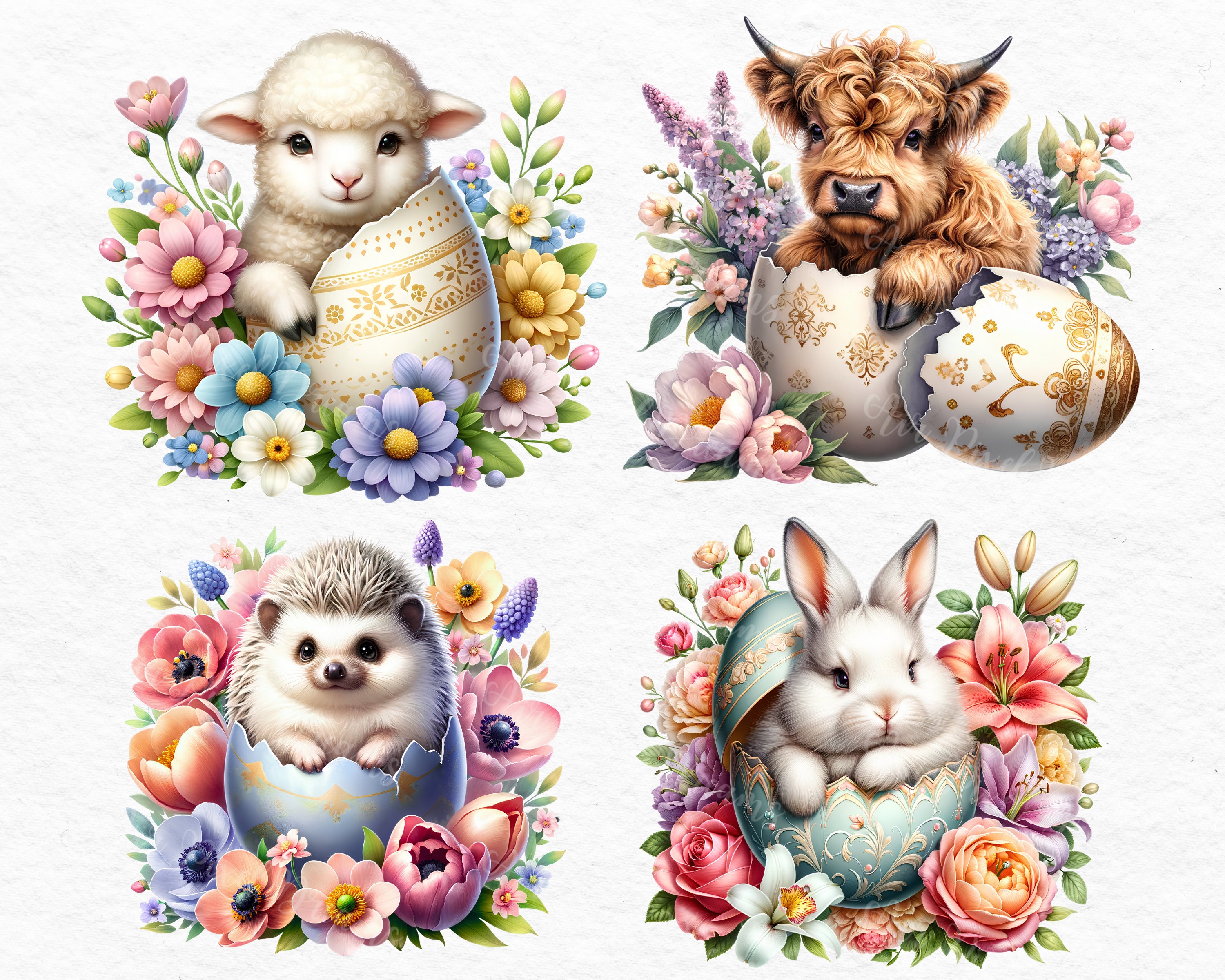 Easter Egg Animals Clipart Set, 20 Png, Easter Bundle, Western Easter ...