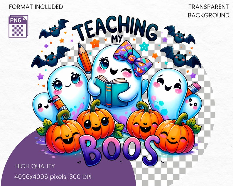 Teaching My Boos Clipart, Ghost Teacher PNG, Halloween Teacher Art ...