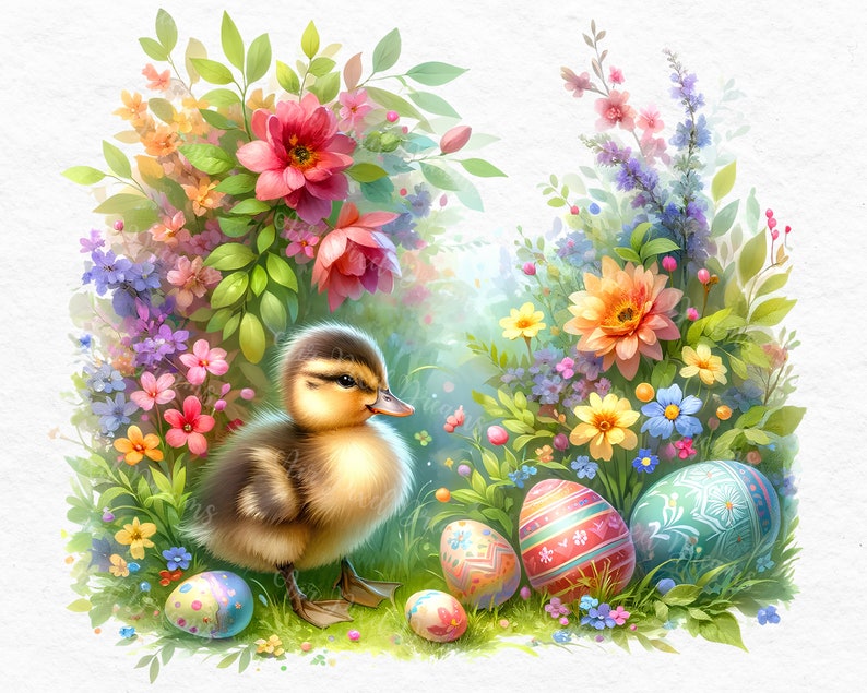 Springtime Duckling Delight: Easter Clipart Collection, 14 PNG ...