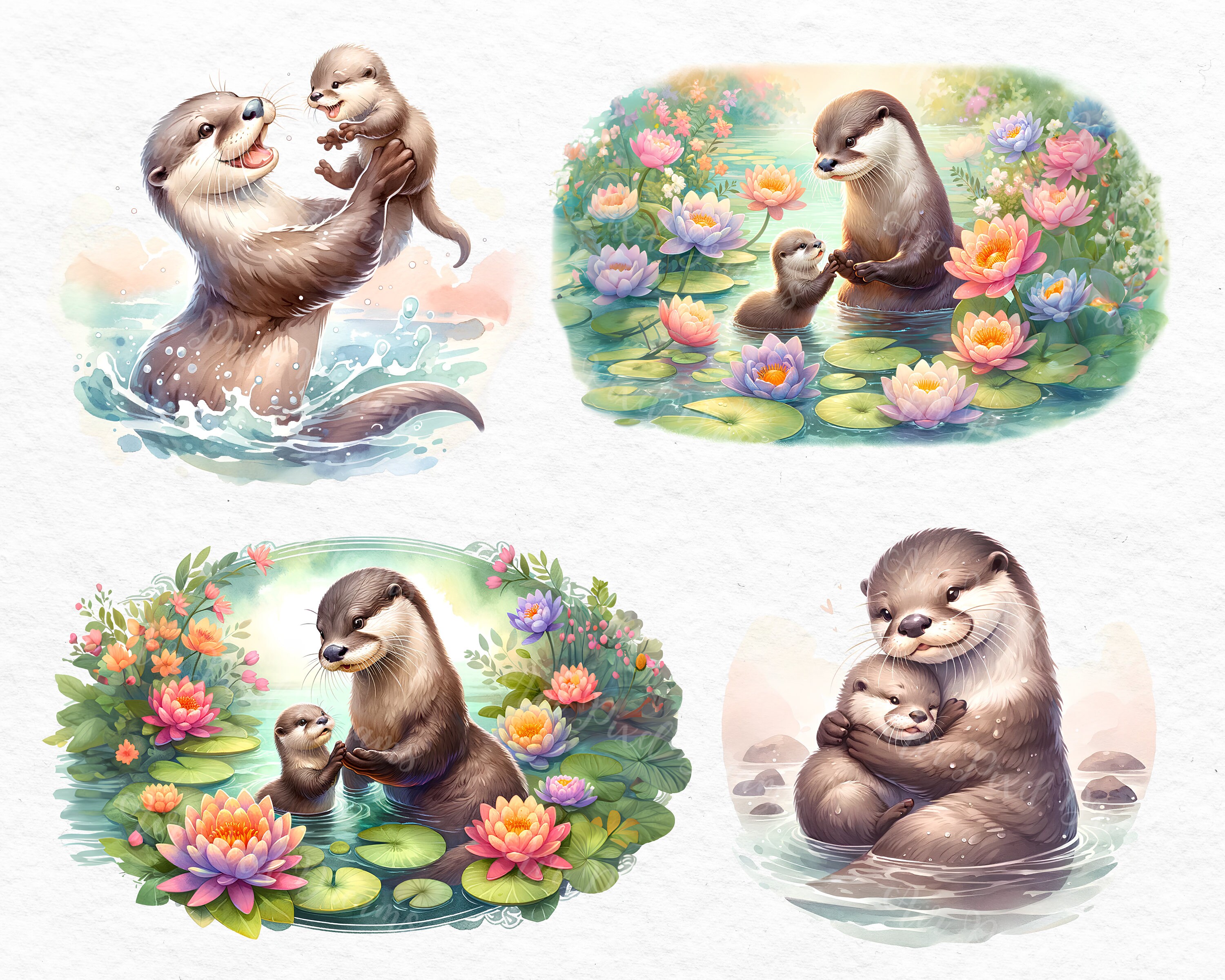Cute Otter Clipart Collection, Nursery Otter, Otter Baby Shower, Water ...