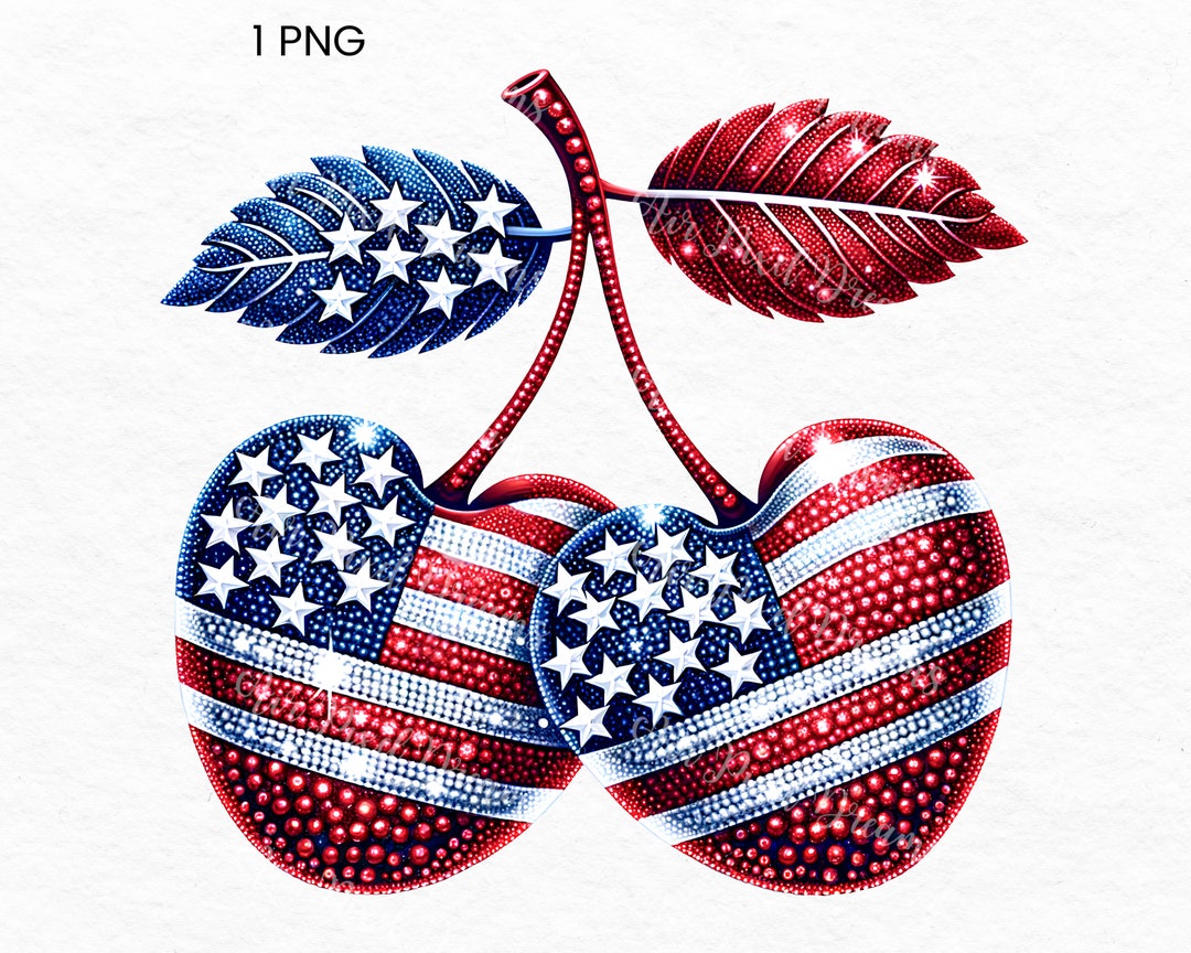 American Patriotic Cherry Clipart PNG, Fourth of July Png, Patriotic ...