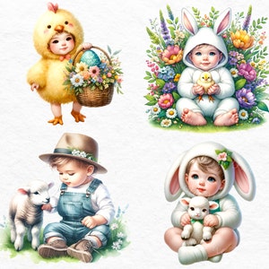 Easter Kids Cliparts, 20 Png, Toddler Easter Clipart, Cute Baby Easter ...