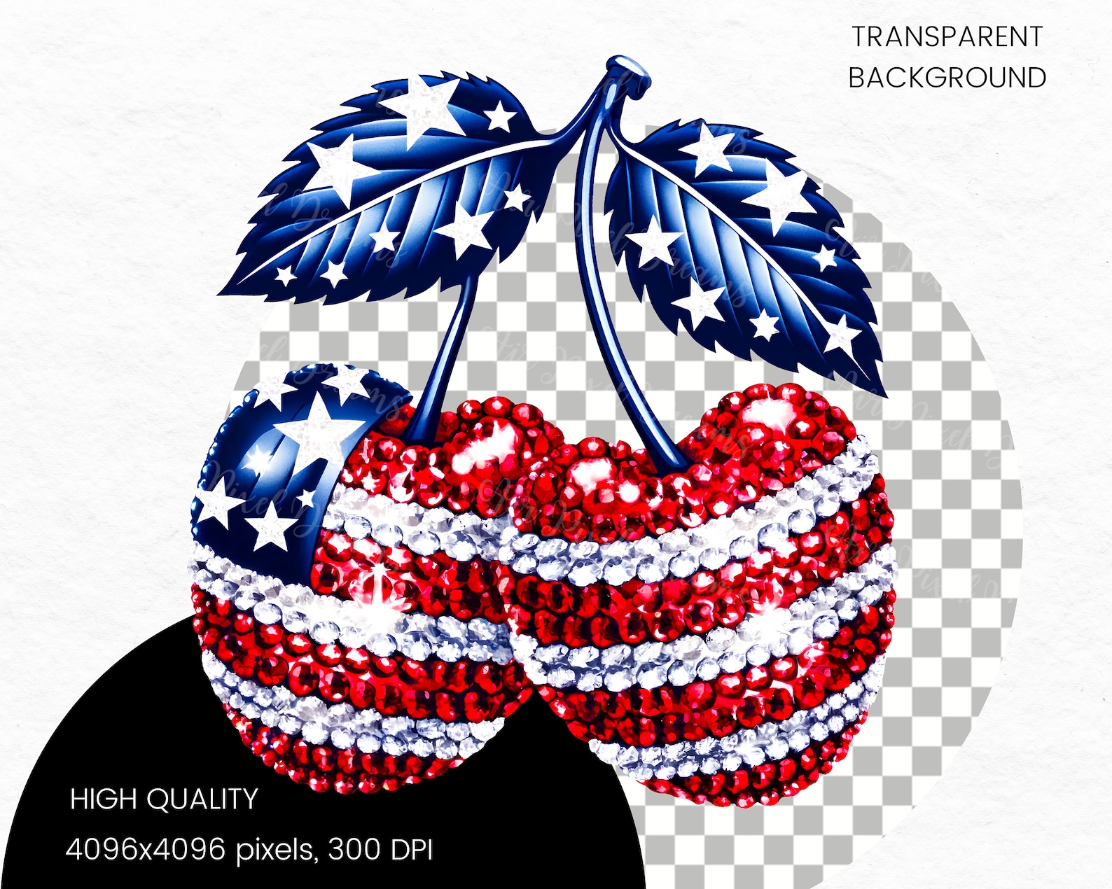 American Patriotic Cherry Clipart PNG, Fourth of July Png, Patriotic ...