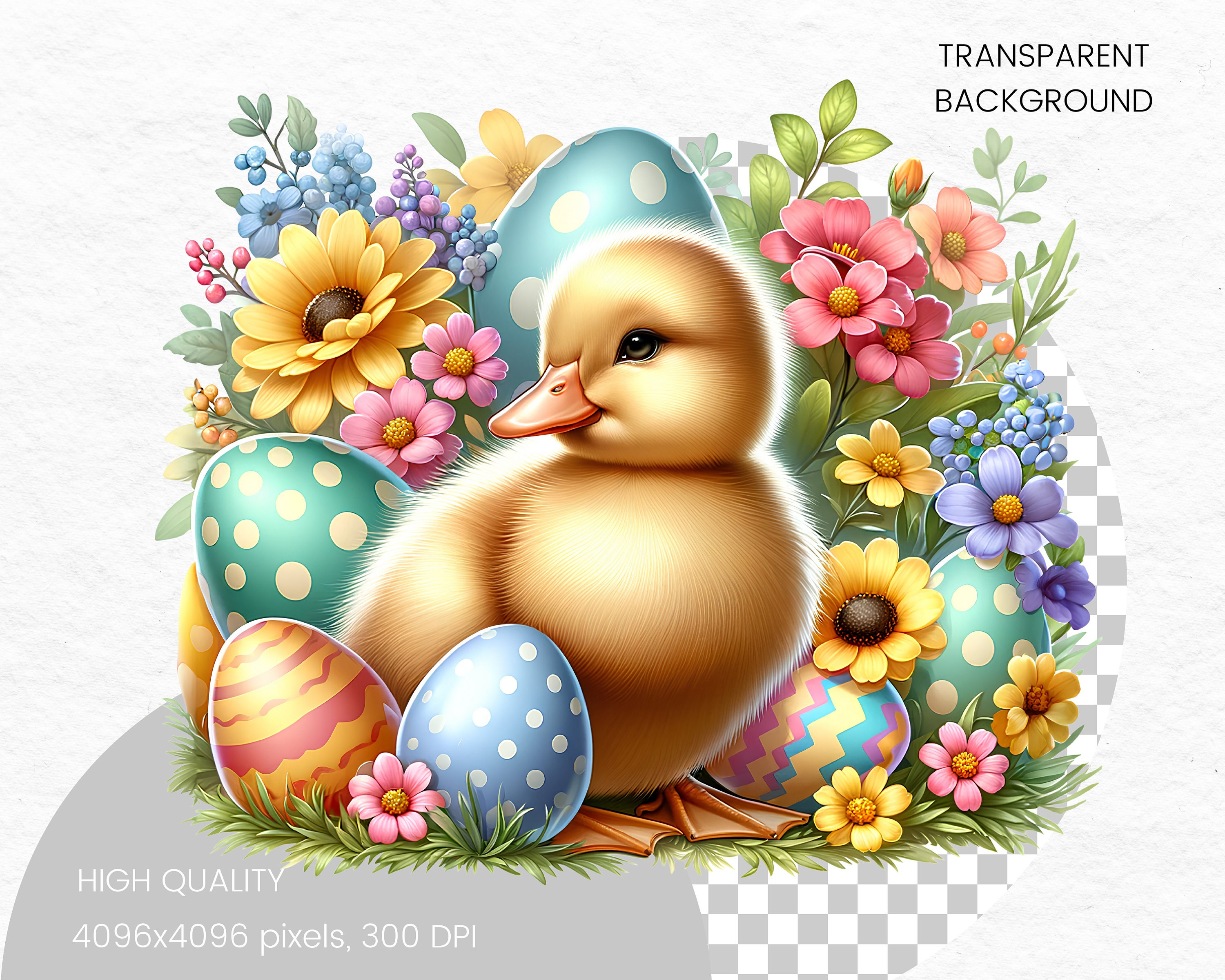 Springtime Duckling Delight: Easter Clipart Collection, 14 PNG ...