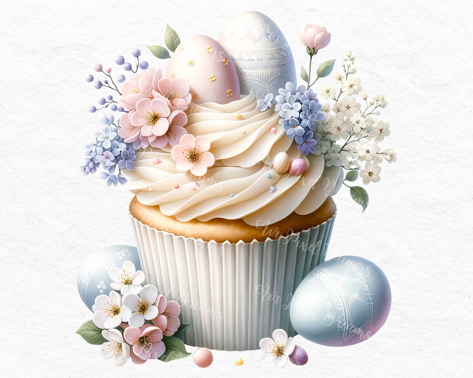 Pastel Easter Cupcakes Clipart Set, 12 Png, Easter Cupcakes Png ...