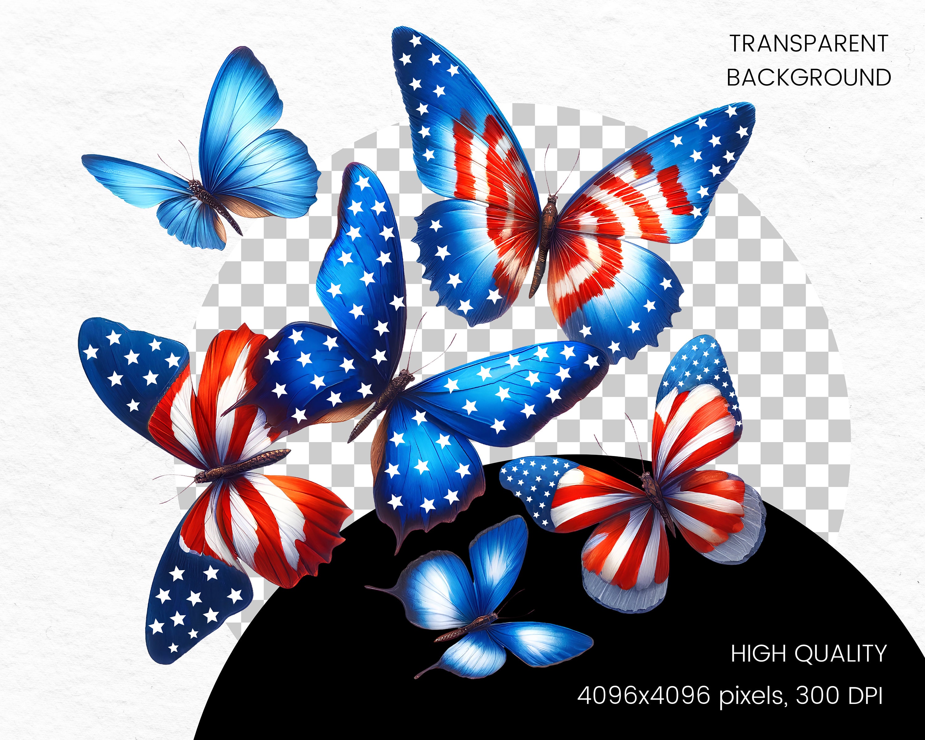 4th of July Butterfly Clipart, Americanflag Printable, Usaflag Digital ...