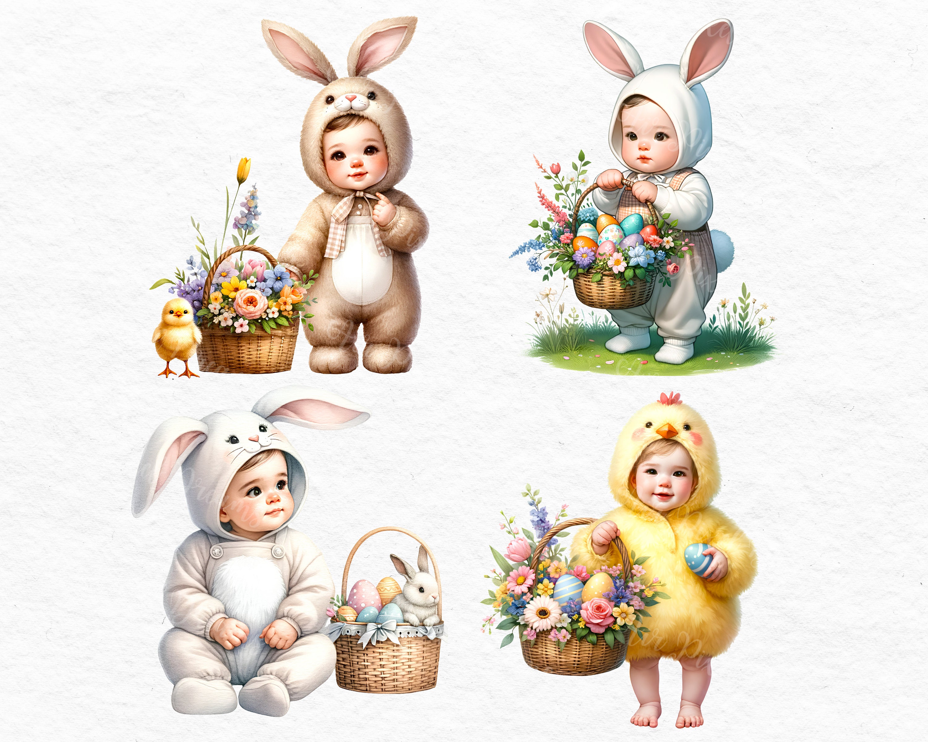 Easter Kids Cliparts, 20 Png, Toddler Easter Clipart, Cute Baby Easter ...