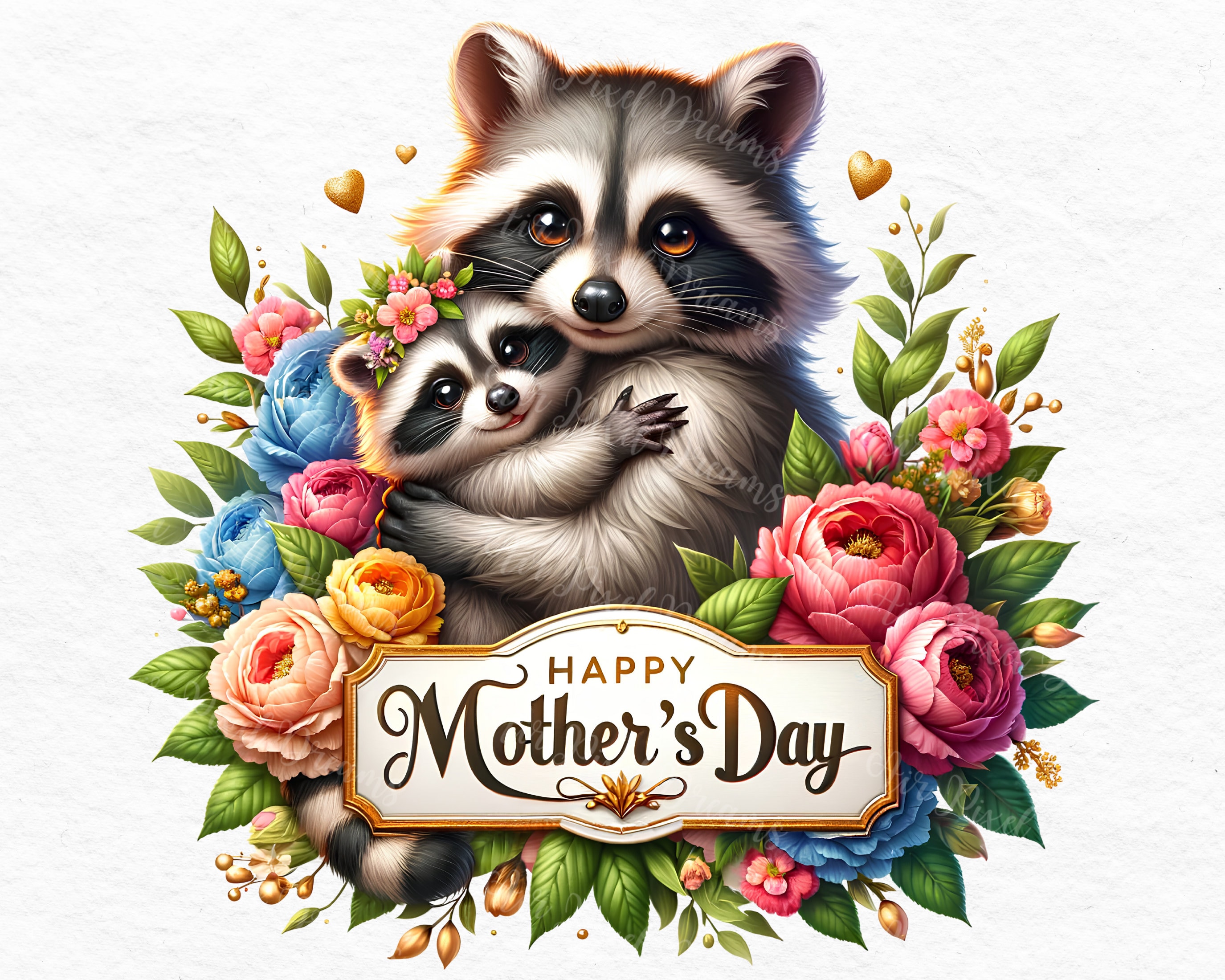 Mama and Baby Animal Clipart, 10 Png, Mother Day Clipart, Happy Mother ...