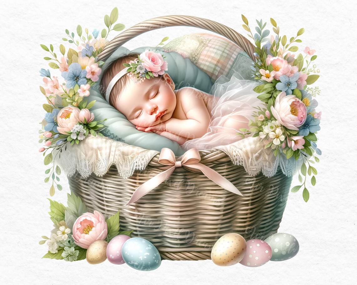 Easter Baby Clipart Png Bundle, Cute Babies Clipart Png, Watercolor ...