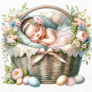 Easter Baby Clipart Png Bundle, Cute Babies Clipart Png, Watercolor ...