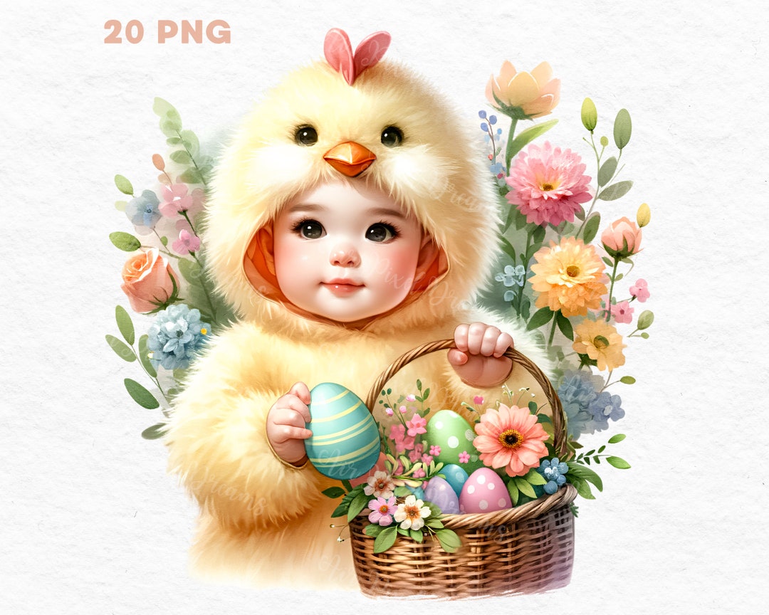 Easter Kids Cliparts, 20 Png, Toddler Easter Clipart, Cute Baby Easter ...