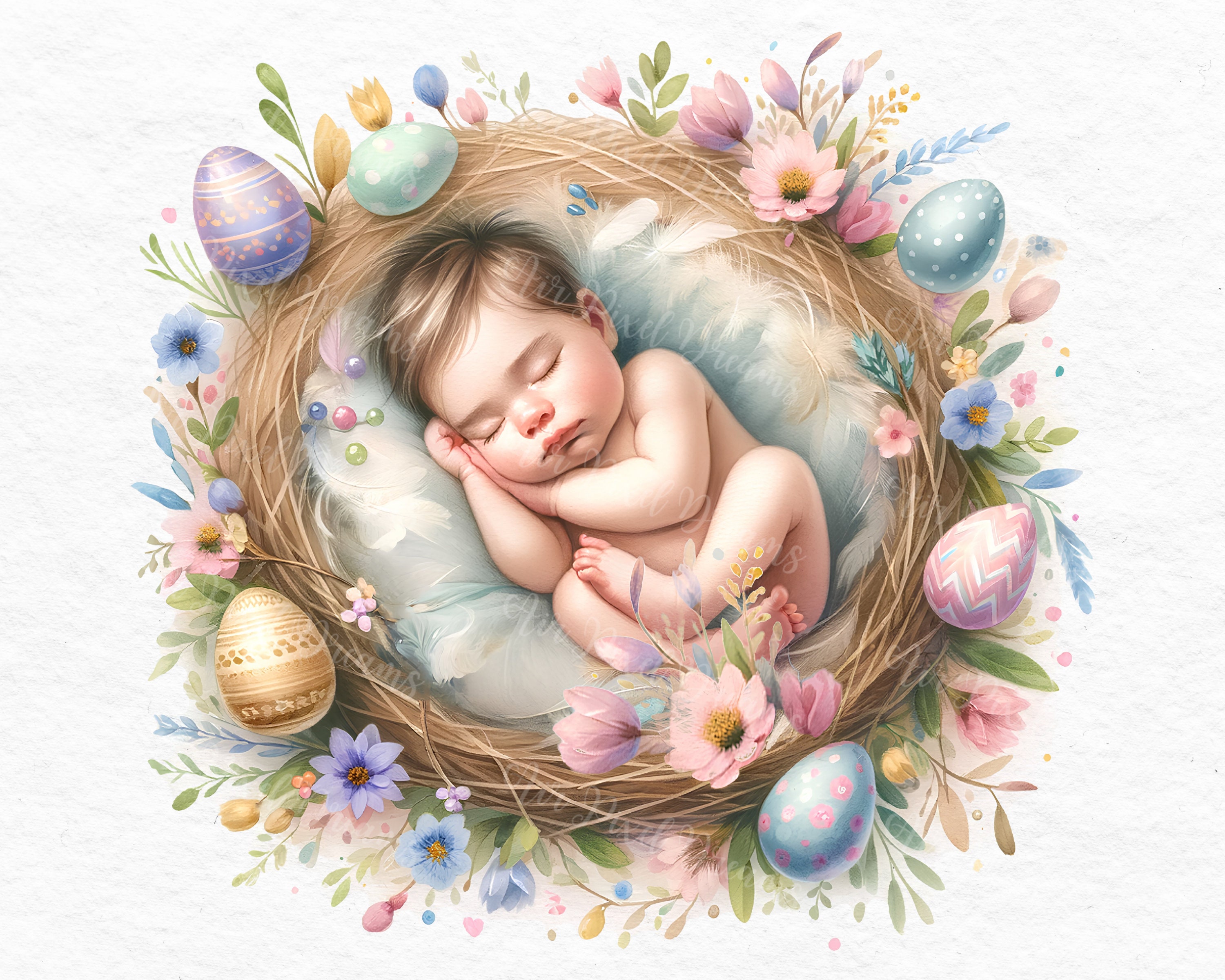 Easter Baby Clipart Png Bundle, Cute Babies Clipart Png, Watercolor ...