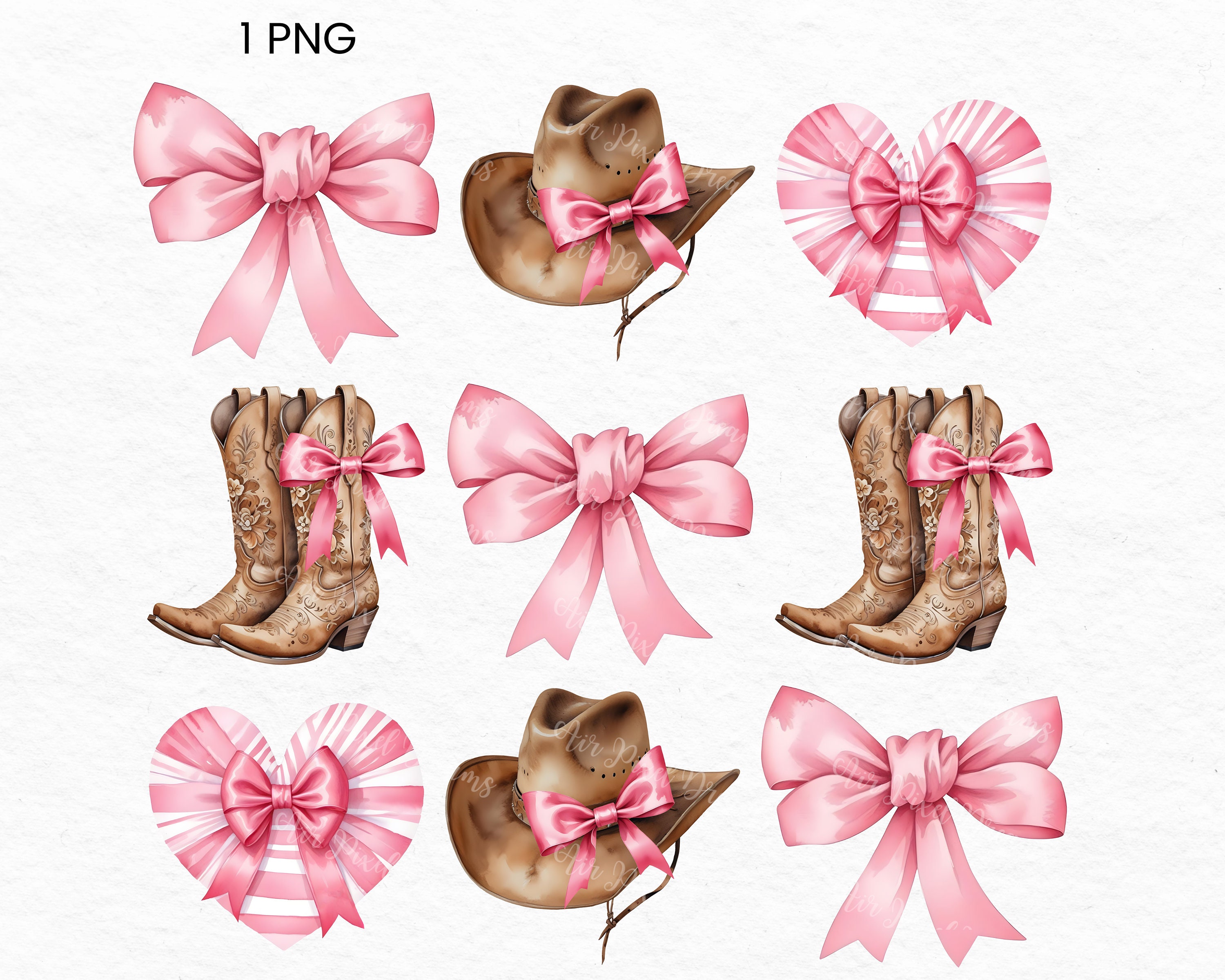Pink Coquette Bows PNG, Western Cowgirl Boot, Vintage Cowgirl, Cute ...