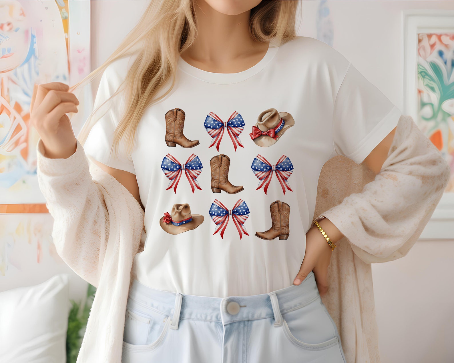 Coquette 4th of July PNG, USA Flag Cowgirl, Western Artful Print ...