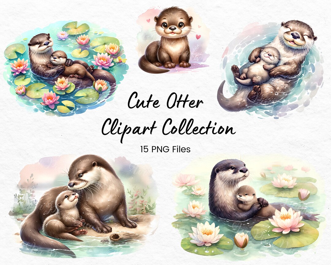 Cute Otter Clipart Collection, Nursery Otter, Otter Baby Shower, Water ...