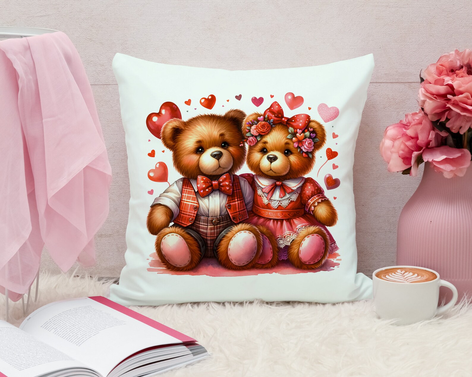 Watercolor Teddy Bears Couple Clipart 11 PNG Valentines Day Clipart ...