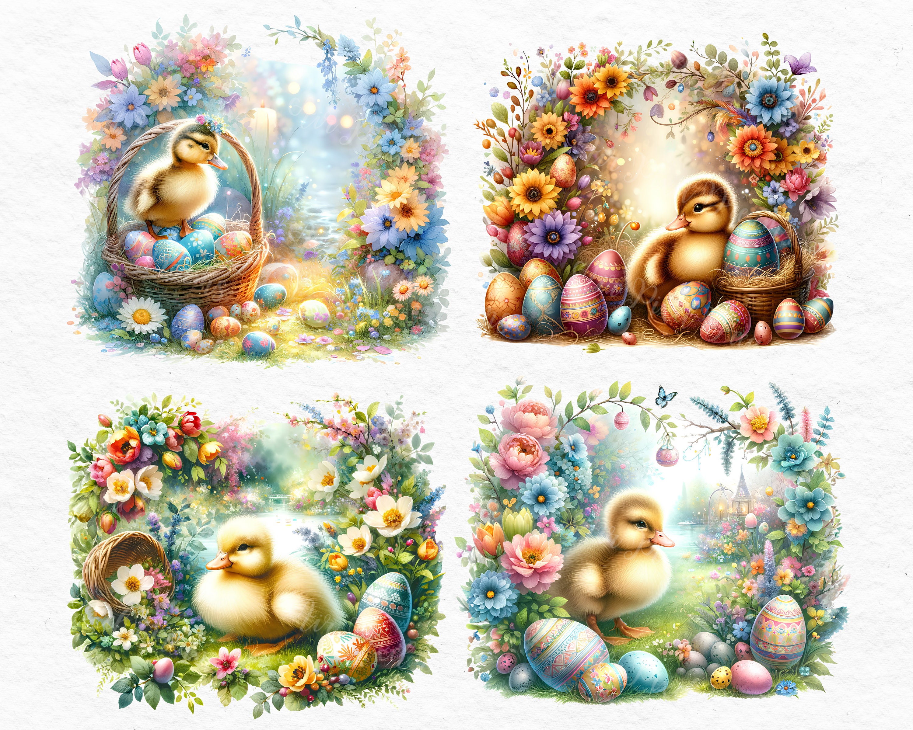 Springtime Duckling Delight: Easter Clipart Collection, 14 PNG ...