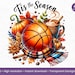 Tis the Season Fall Sports Clipart Cozy Autumn Basketball With Pumpkin ...