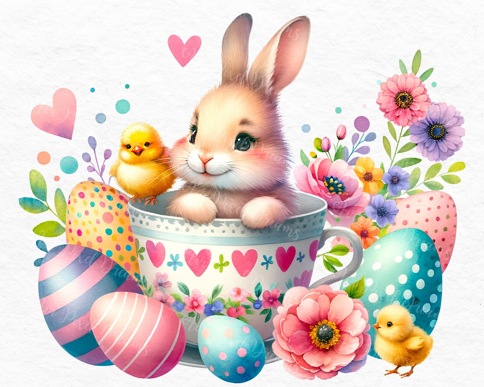 Easter Cute Bunny Clipart Bundle,11 PNG, Easter PNG, Easter Graphics ...