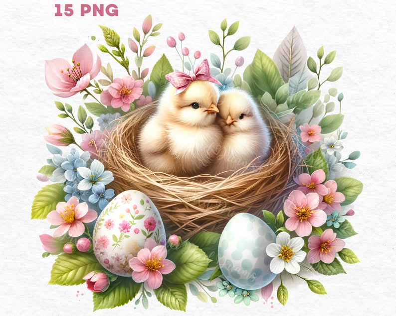Easter Cute Chicks Clipart Bundle, 15 Png, Cute Chicken Clipart, Cute ...